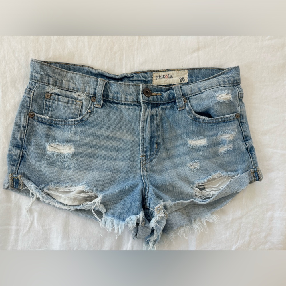 Pistola Distressed Denim Shorts - Gem